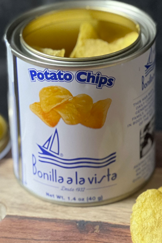 Bonilla a la Vista Potato Chips in Olive Oil – 40g Tin – Spanish Pig